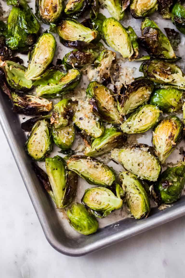 Cacio E Pepe Brussels Sprouts (Air Fryer + Oven) Recipe - Little Spice Jar