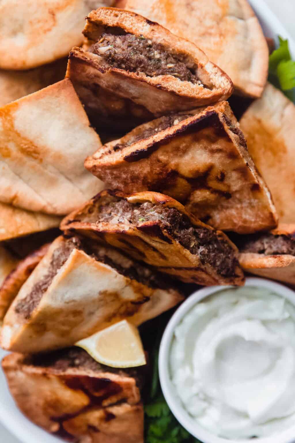 Lebanese Meat Stuffed Pitas (Arayes) Recipe | Little Spice Jar