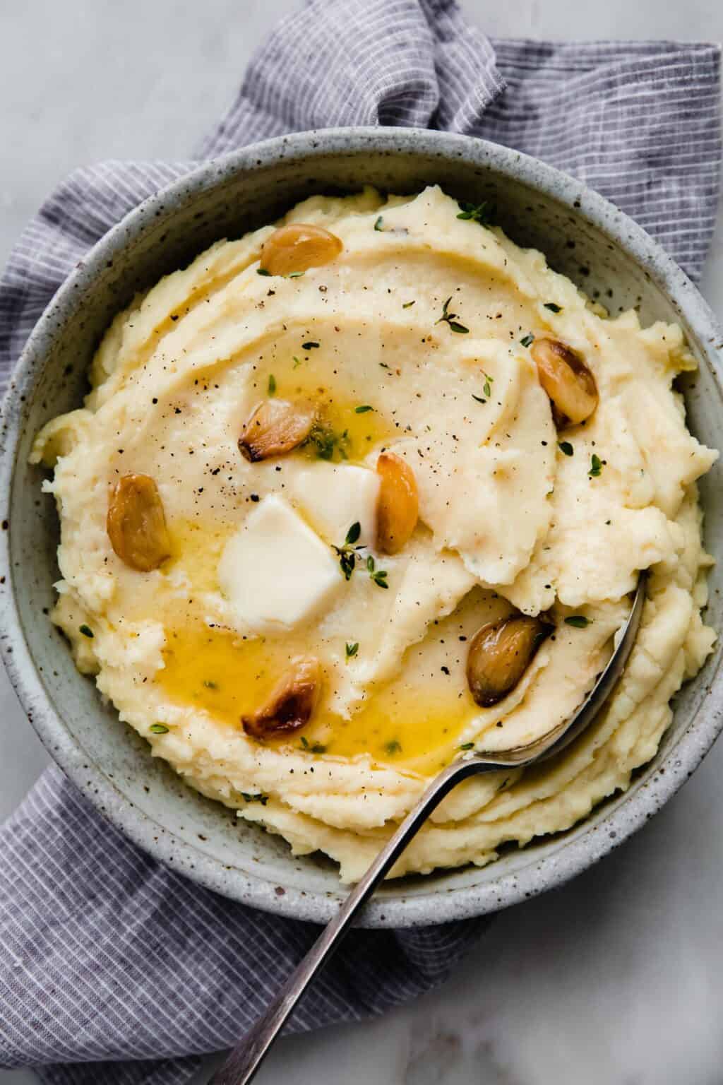 Creamy Asiago Roasted Garlic Mashed Potatoes Recipe | Little Spice Jar