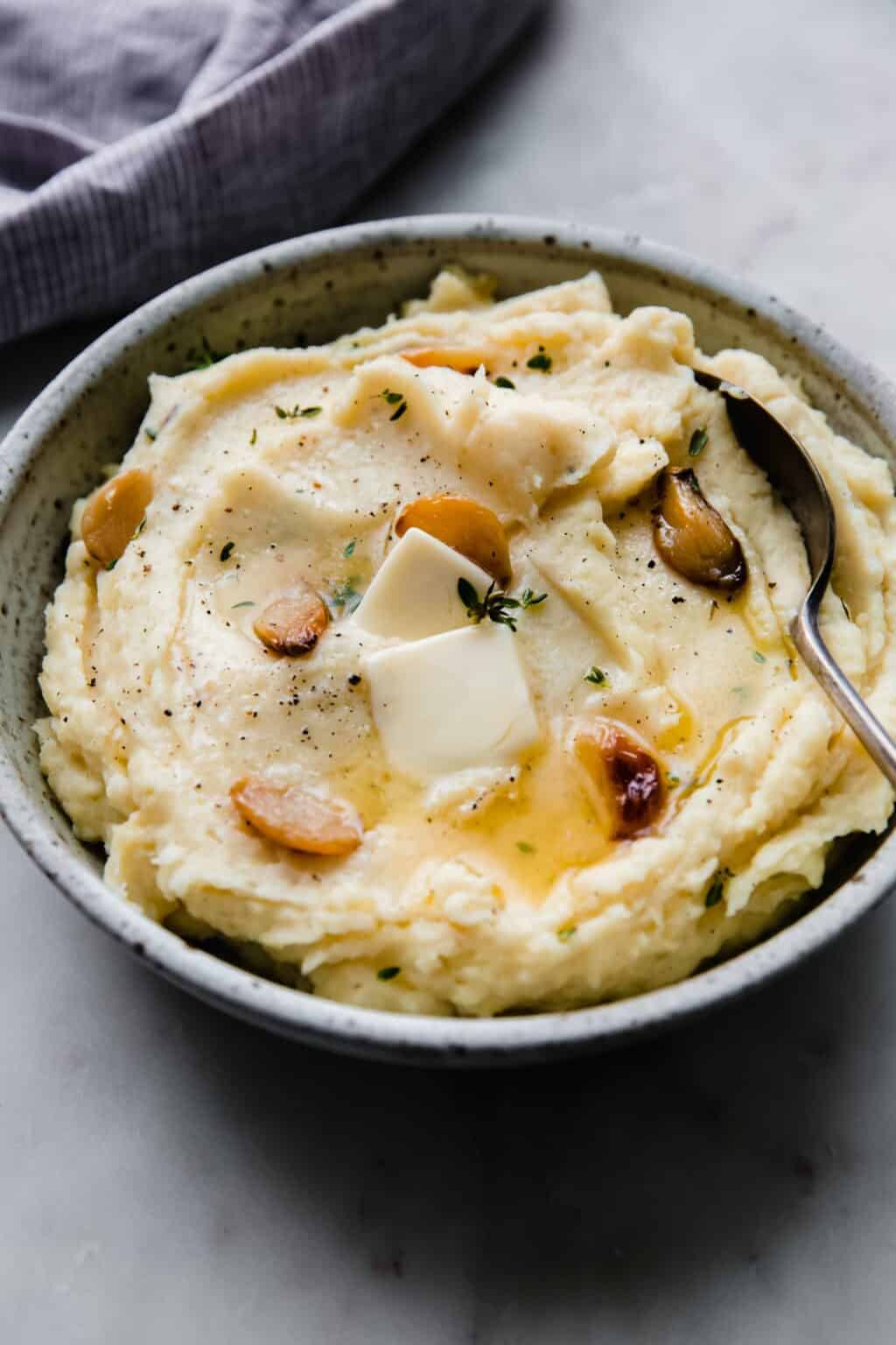 Creamy Asiago Roasted Garlic Mashed Potatoes Recipe | Little Spice Jar