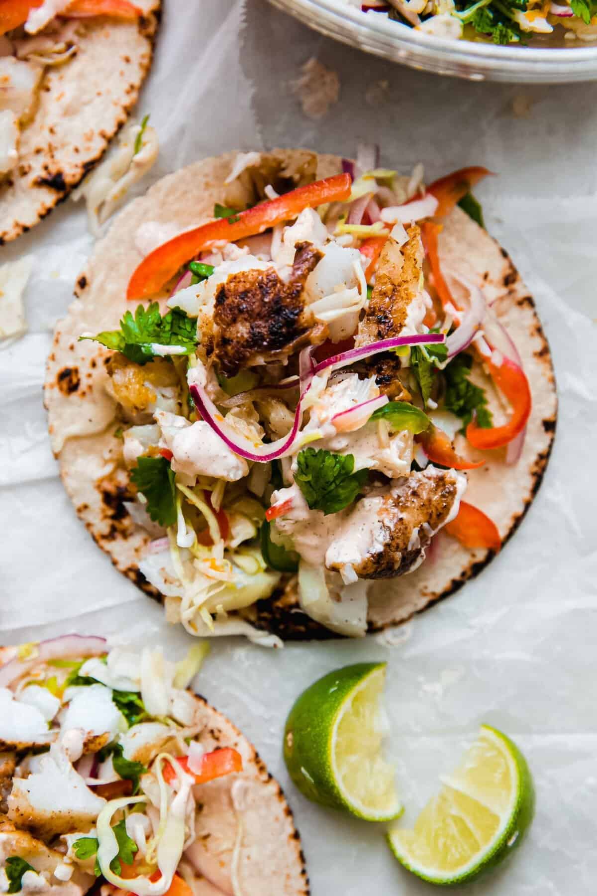 Cod Fish Tacos with Slaw Recipe | Little Spice Jar
