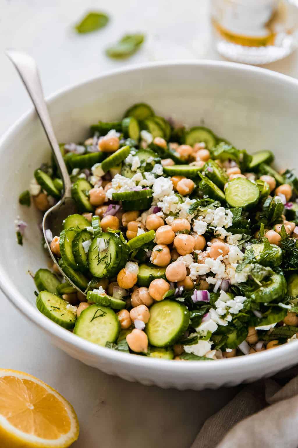 Cucumber Chickpea Salad with Feta Recipe | Little Spice Jar