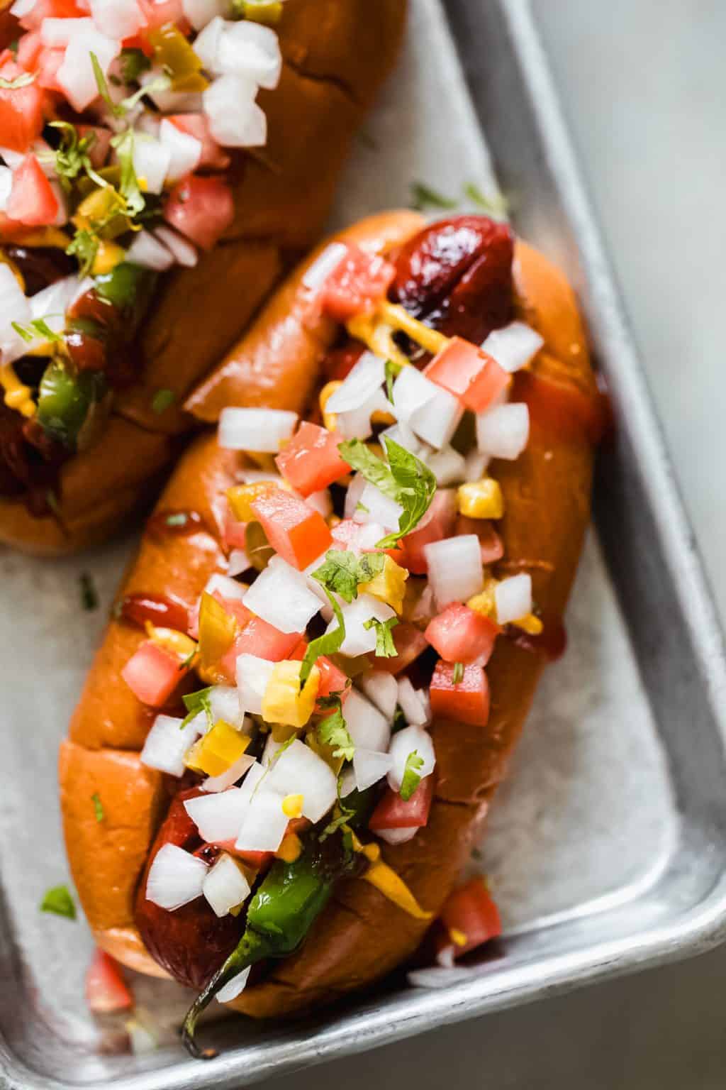Mexican Hot Dogs with Charred Serranos - Little Spice Jar