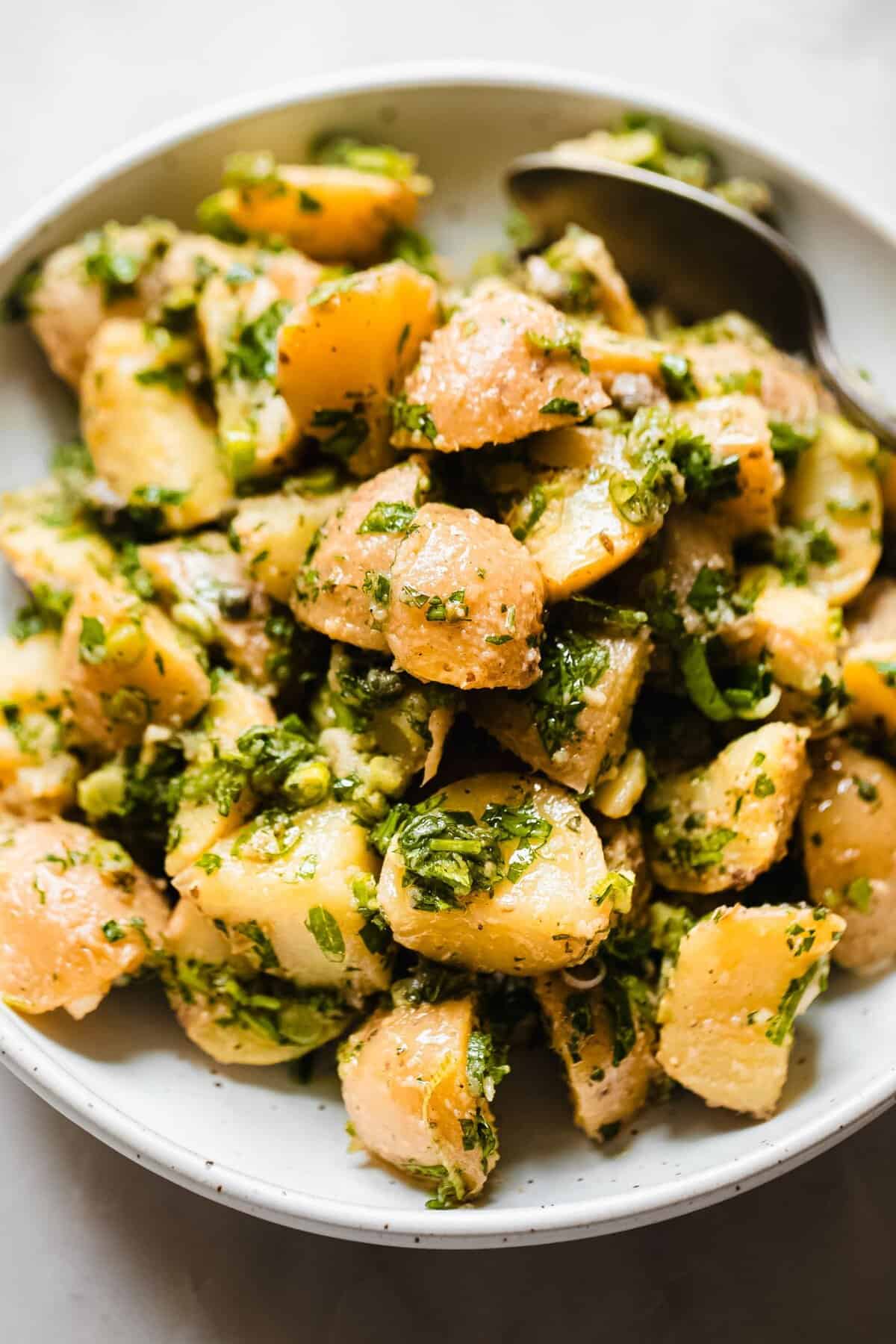 No Mayo Potato Salad (Greek Potato Salad) - Little Spice Jar